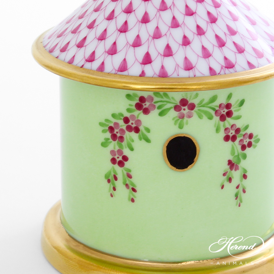 Bird House / Fancy Box - Pink - Herend Animal Figurine
