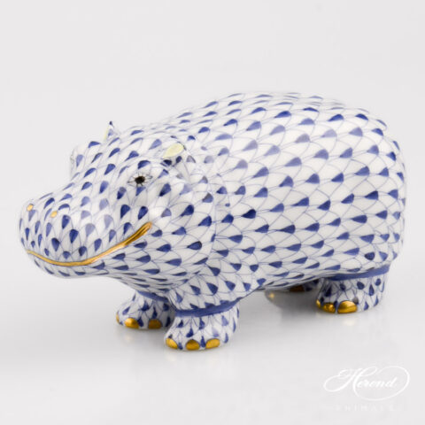 Hippo - Navy Blue - Herend Animal Figurine