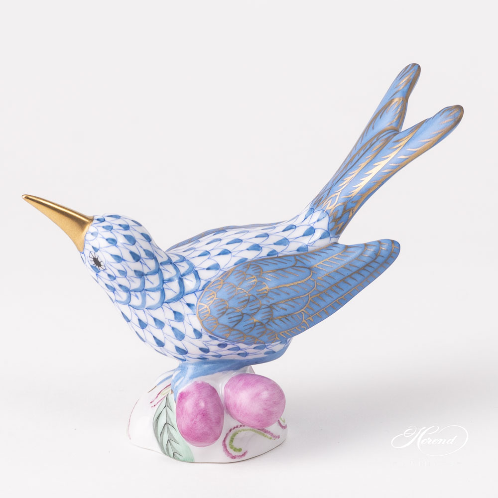 Hummingbird - Blue - Herend Animal Figurine