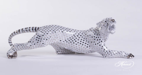 Tiger, Large - Platinum Fishnet - Herend Animal Figurine